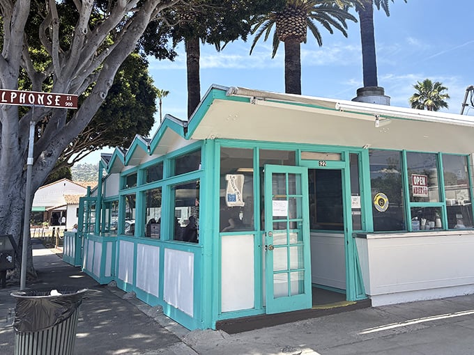 That turquoise paint job isn't just decoration—it's a beacon calling taco lovers to authentic Santa Barbara bliss.