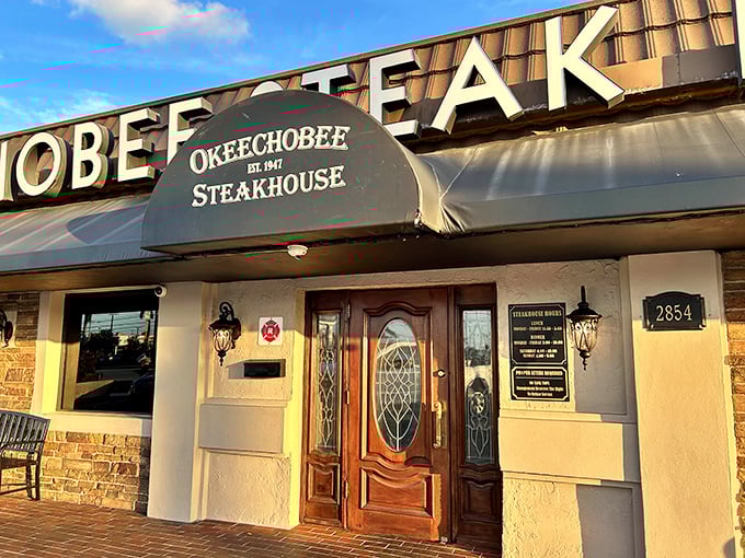 Okeechobee Steakhouse's unassuming storefront hides decades of beef expertise and Florida's most perfectly aged steaks.