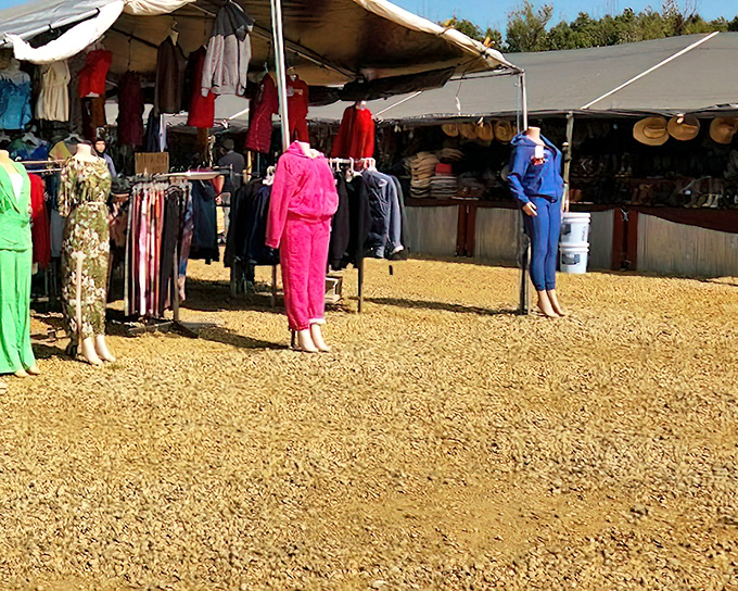 Amish country meets flea market fever – those robes aren't costumes, they're authentic local flavor at its finest.