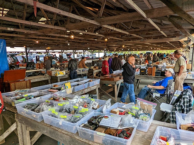 Under the weathered beams of Renninger's, plastic bins hold countless metal mysteries waiting for the right pair of hands.