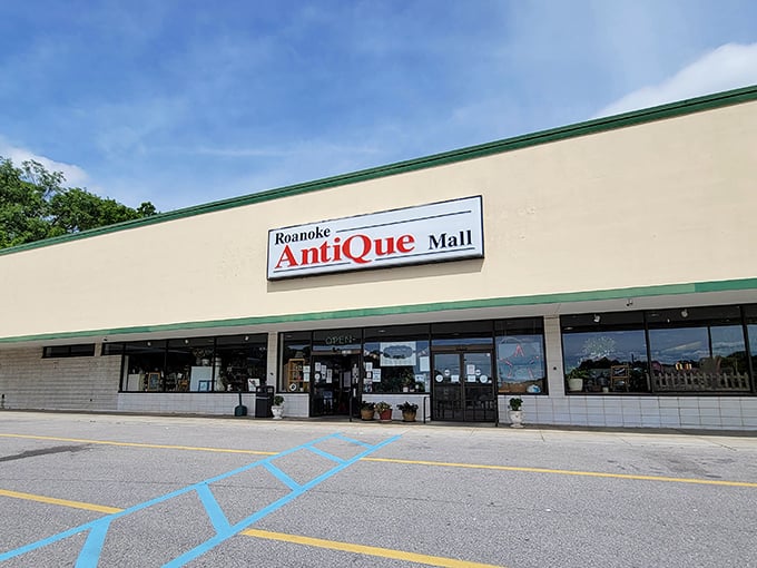Roanoke Antique Mall's clean, simple exterior belies the chaos of treasures within. Don't judge this book by its cover!