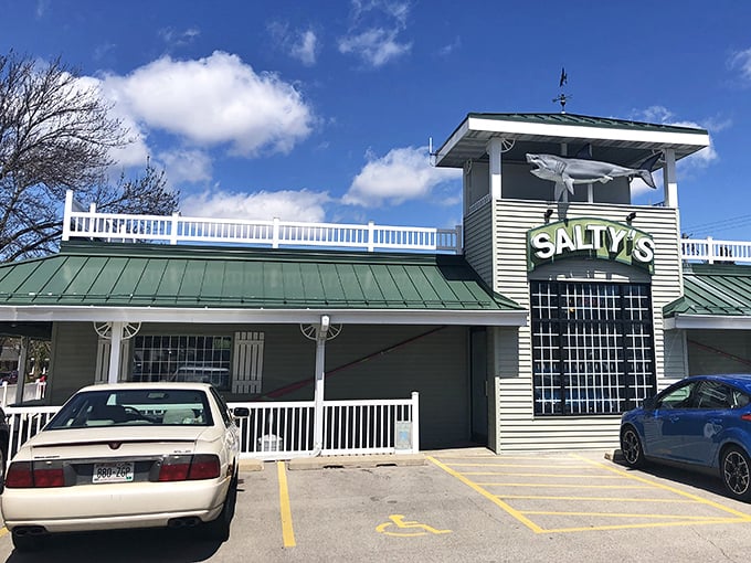 That towering shark knows where the good stuff is - follow him to seafood paradise in Fond du Lac.
