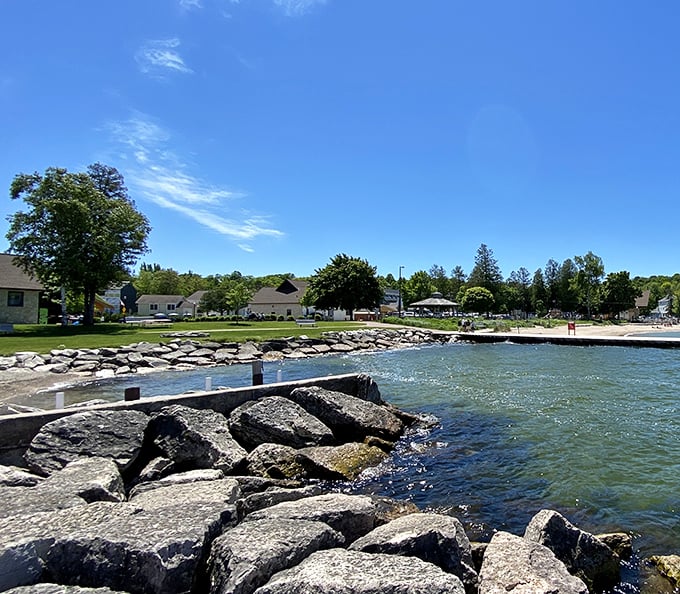 Sister Bay's waterfront invites you to dip your toes in or simply sit back and watch boats glide across the crystal-clear bay.