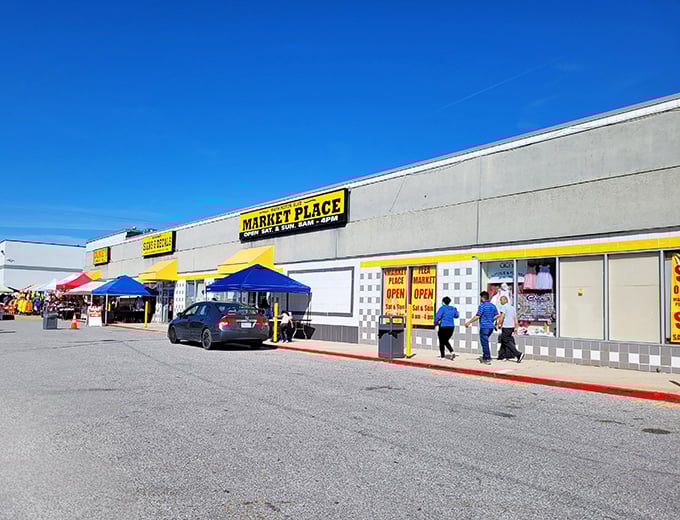 Weekend treasure hunters unite—this marketplace promises bargains as bold and colorful as the tents outside.