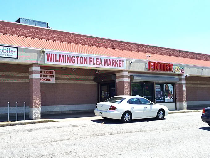 This strip mall entrance promises indoor comfort while you hunt for life's little luxuries.