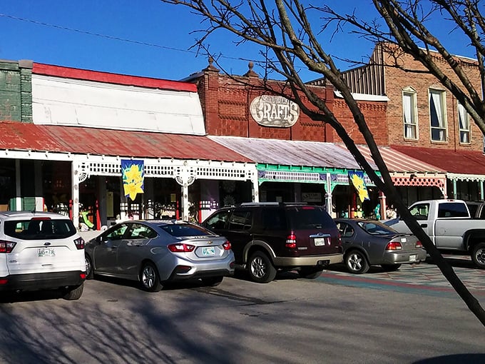 Victorian storefronts line up like well-dressed guests at a Southern garden party gathering.