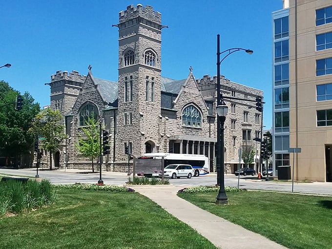 Now here’s a showstopper—this stone beauty looks straight out of a medieval movie set, except with buses instead of dragons.