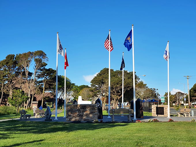 Flags flutter in the Pacific breeze at this memorial park overlooking America's most affordable oceanfront.