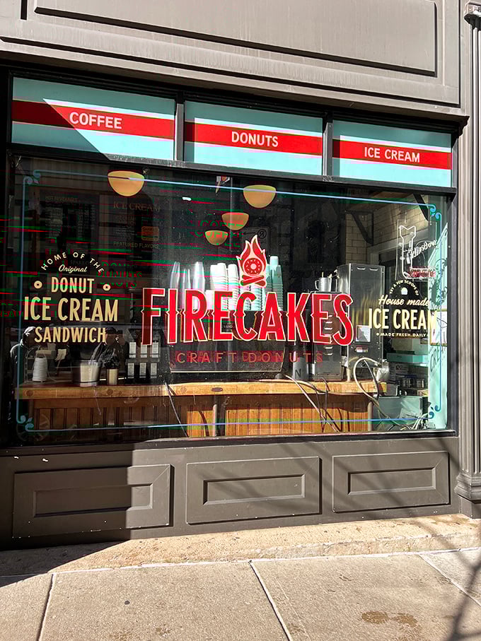 The vintage-meets-modern aesthetic of Firecakes perfectly frames their mouthwatering window display. Resistance is futile!