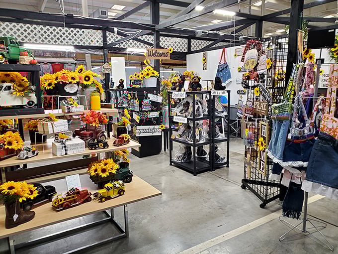 Vendor booths line up in perfect rows, creating a treasure hunter's paradise under one roof.