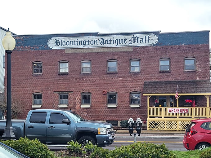Historic charm radiates from every weathered brick, promising authentic antique adventures inside those welcoming doors.