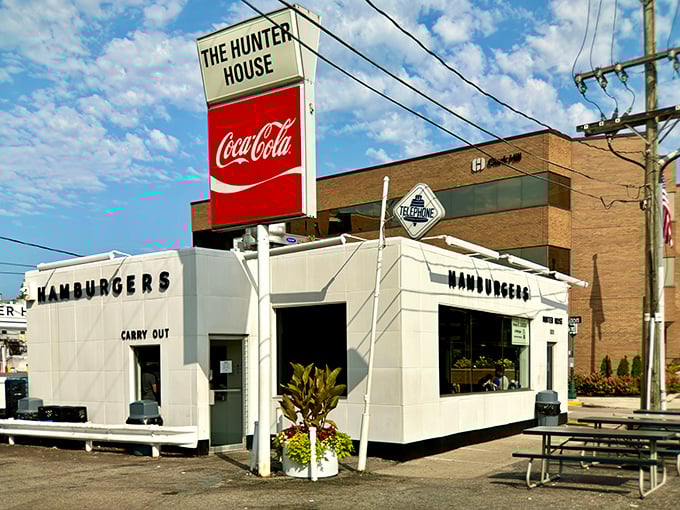 Classic diner architecture meets modern burger mastery in this timeless roadside gem of Birmingham.