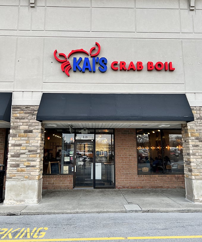 That bright blue crab sign isn't just decoration – it's a beacon of hope for seafood lovers stranded in a landlocked state.