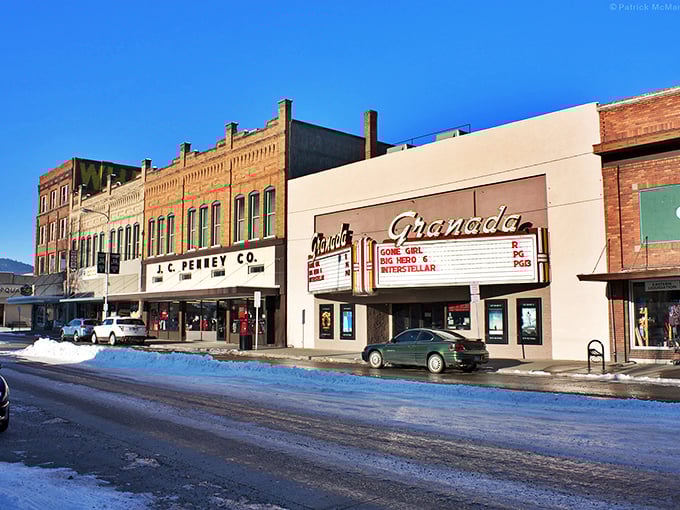 La Grande’s downtown charm shines with historic buildings and a classic theater marquee, offering a welcoming blend of history and community spirit.