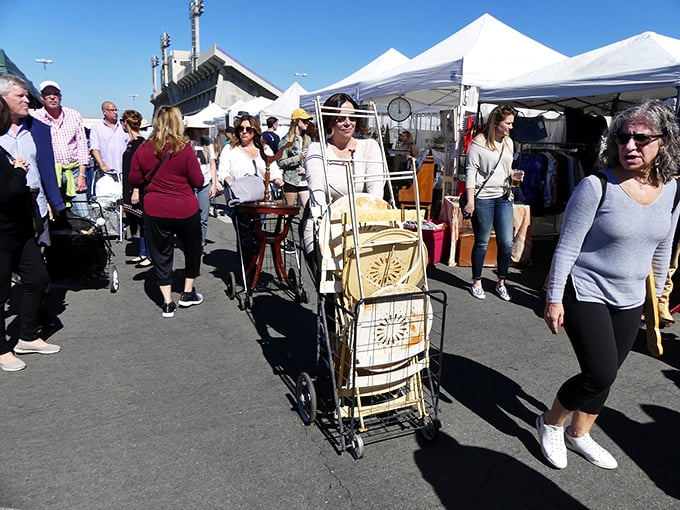 Under the open sky, carts brim with discoveries at the Long Beach Antique Market—each piece carrying stories waiting to be retold.