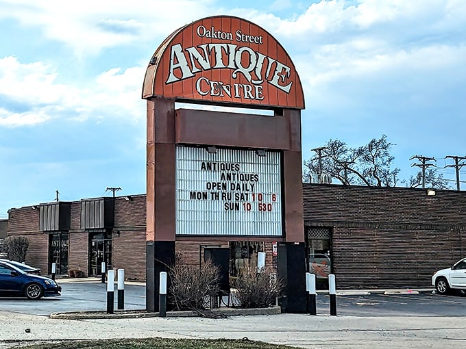 That distinctive arched sign stands like a portal to the past—your treasure-hunting adventure starts here.