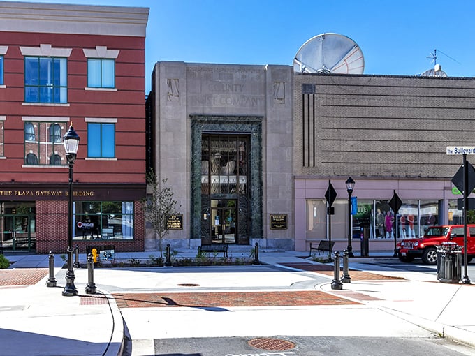 Downtown Salisbury's streetscape whispers "slow down" louder than any speed limit sign ever could.