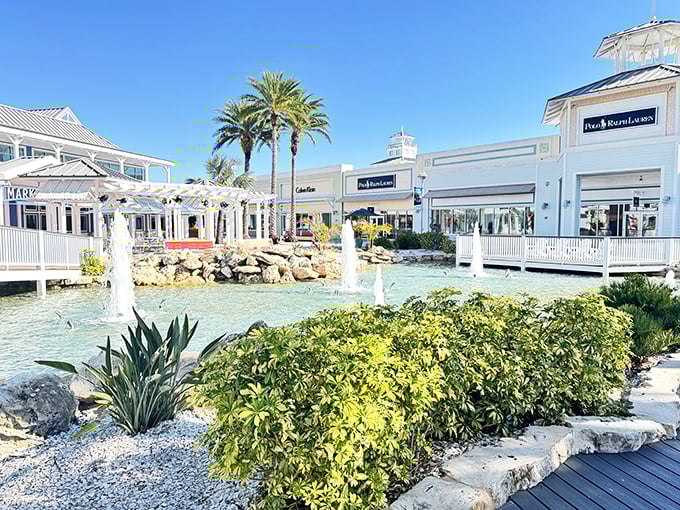 Water features and palm trees make bargain hunting feel like a vacation. Who knew saving money could look this good?