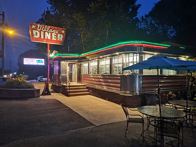 When neon meets chrome, magic happens - especially when there's homemade pie waiting inside.
