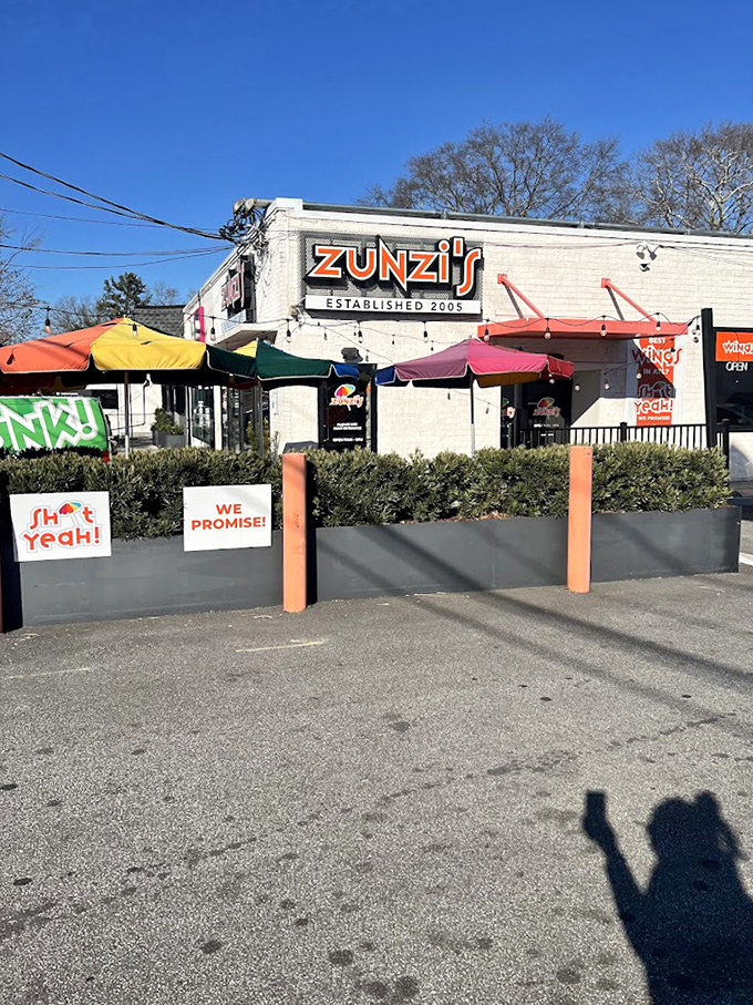 Those bright umbrellas and cheerful signs promise a meal that's anything but ordinary or boring.