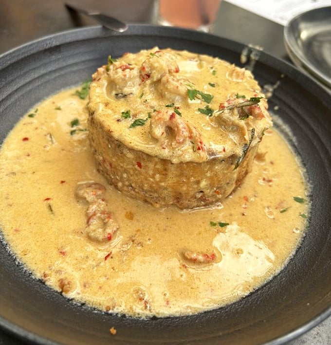 This savory Alligator Cheesecake swimming in crawfish cream sauce is the dish that launched a thousand road trips. Worth every mile.