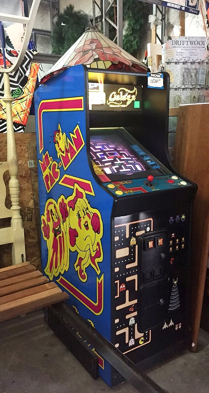 Ms. Pac-Man stands ready for action, a nostalgic time machine offering quarters' worth of joy to gamers young and old.