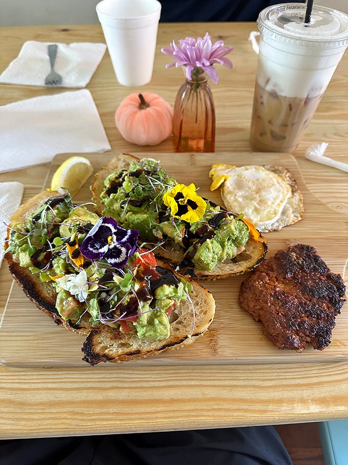 Not just avocado toast—it's an edible garden topped with vibrant edible flowers that make you feel virtuous and indulgent simultaneously.