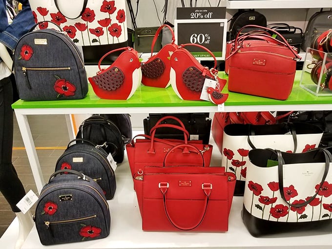 Kate Spade's poppy-adorned bags prove that carrying your purchases home can be as stylish as what's inside them. Red is definitely the power move here.