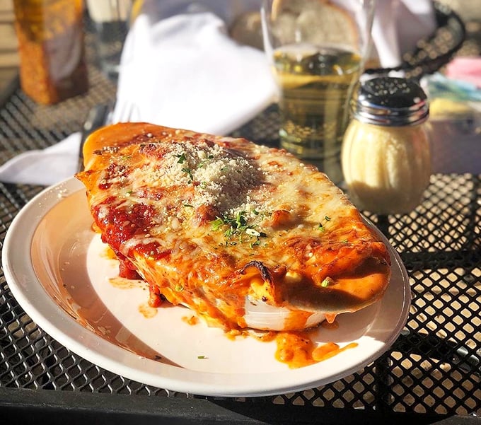 Not just lasagna—it's a geological event. Layers of pasta, cheese, and sauce that would make archaeologists want to study each delicious stratum.