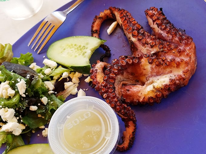 This grilled octopus isn't just dinner—it's an eight-armed ambassador from the deep, perfectly charred and ready to convert even the most tentative seafood skeptics.