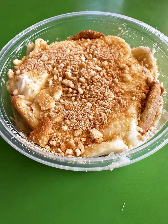 Not your grandma's banana pudding—unless your grandma was secretly a dessert genius. That crumble topping deserves its own fan club.