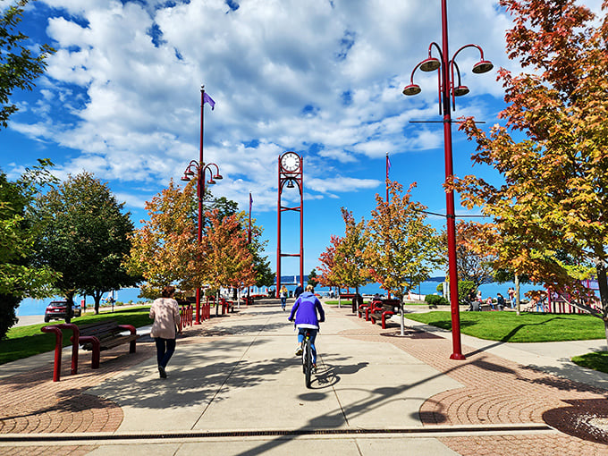 Waterfront paths beckon cyclists and pedestrians alike, proving that the best views in Petoskey come with a side of exercise.