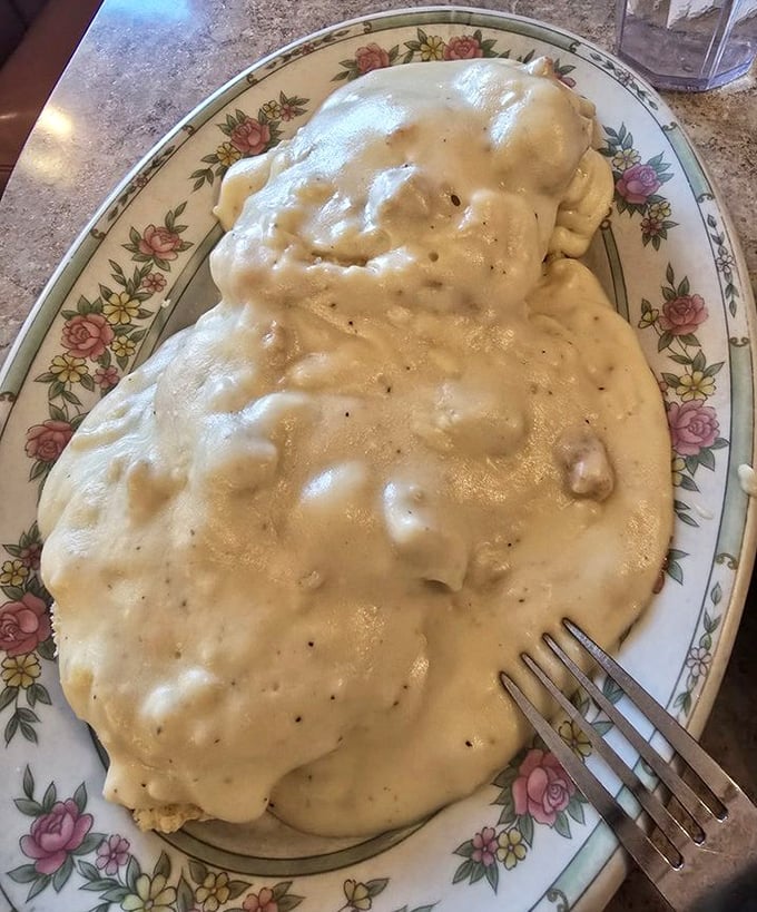 Behold: the holy grail of diner cuisine. This plate of biscuits and gravy isn't just breakfast—it's an edible hug.