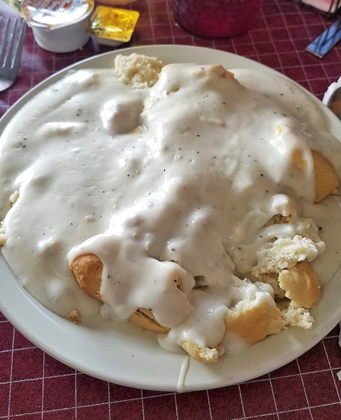 Behold the biscuits and gravy—a masterpiece of comfort so legendary it deserves its own zip code. That pepper-speckled gravy is practically drinkable.