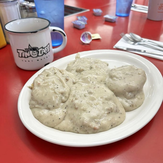 Behold, the star of the show! These biscuits and gravy aren't just a meal; they're an edible hug that makes Monday mornings bearable again.
