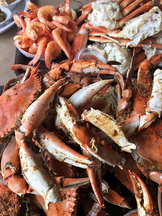 Blue crab heaven! These spice-dusted beauties aren't just seafood—they're an interactive dining experience where the reward is sweet, tender meat worth every crack.
