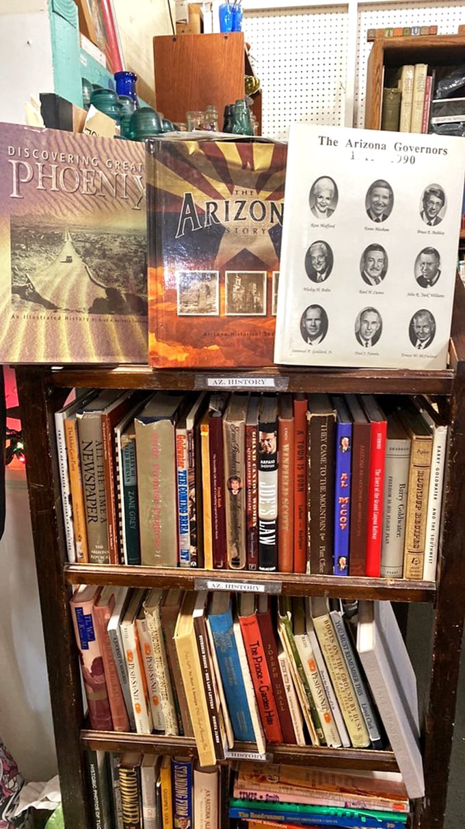 Arizona history buffs, your motherlode awaits! From desert landscapes to gubernatorial faces, these shelves hold the stories that shaped the Southwest.