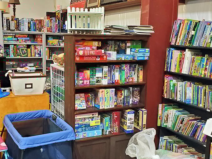 The book nook: where board games, puzzles, and paperbacks coexist in perfect harmony, waiting for rainy day adventures.
