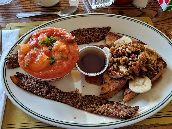 Breakfast nirvana exists, and it looks exactly like this: sweet potato goodness, fresh fruit, and enough maple syrup to make a Canadian blush with pride.