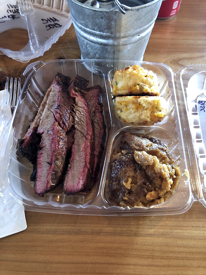 Brisket that makes time stand still – that smoke ring isn't just for show, it's a pink badge of honor earned through hours of patient smoking.