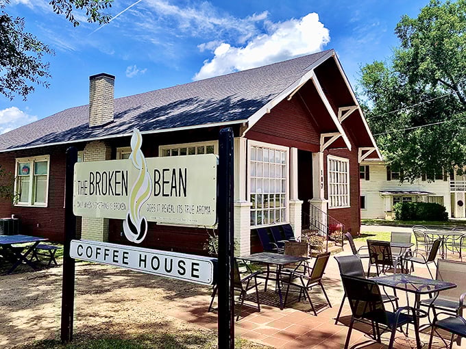 The Broken Bean serves up coffee with character in a craftsman-style cottage that practically begs you to linger over that second cup.