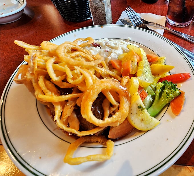 Behold the buffalo meatloaf – proof that sometimes breaking the law of conventional meat choices pays delicious dividends.