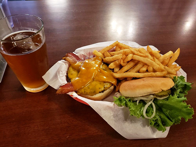Behold the legendary burger that's causing all the fuss – crispy perfection drowning in heavenly gravy. 