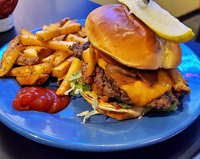 This isn't just a burger – it's a masterclass in beef architecture, where each layer contributes to a symphony of flavors worth crossing county lines for.