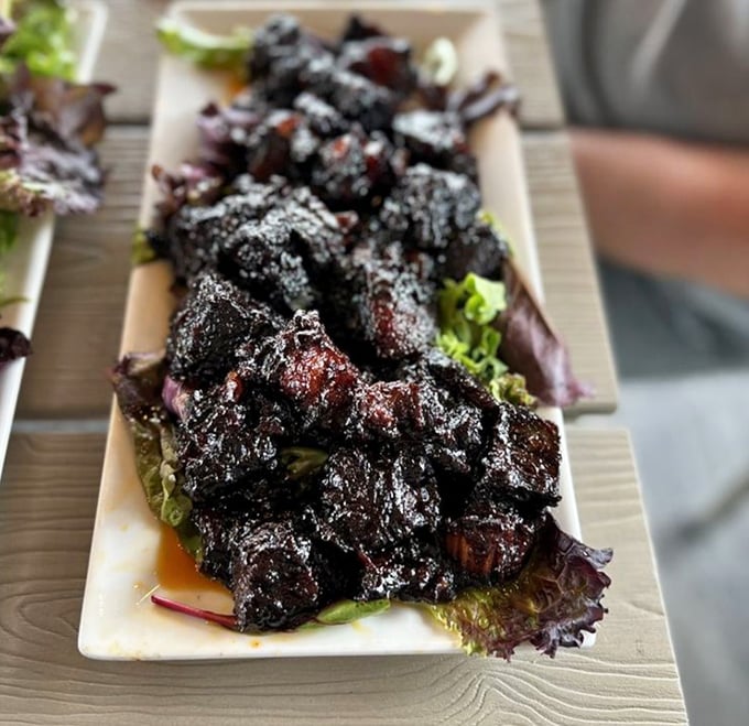 These burnt ends aren't mistakes—they're little miracles of smoke and patience, glistening with a sauce that would make Kansas City jealous.