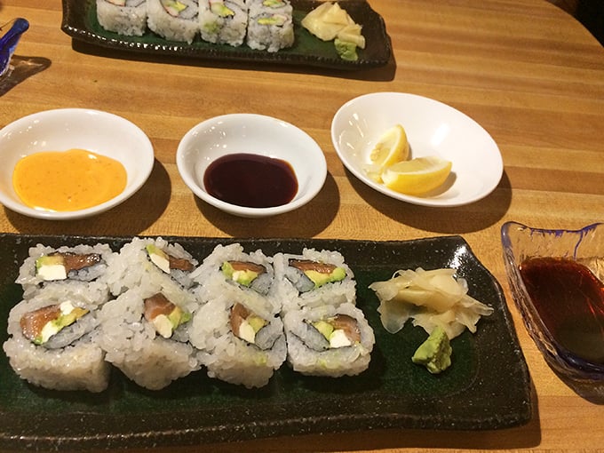 Sushi this fresh in landlocked Ohio? It's like finding a unicorn at the state fair—complete with perfectly fanned avocado and three dipping sauces for customized flavor adventures.