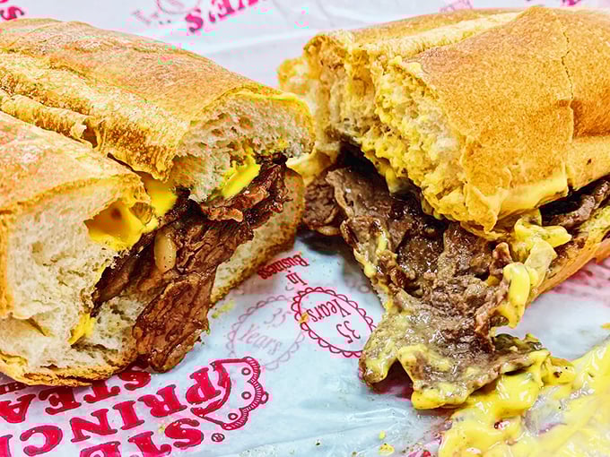 Behold the crown jewel—ribbons of ribeye embraced by melted cheese on a perfect roll. This isn't just lunch; it's a Philadelphia birthright.