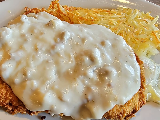 This is the chicken fried steak that launched a thousand road trips—golden, glorious, and gloriously oversized.