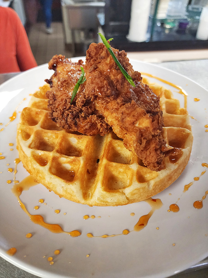 Chicken and waffles – the culinary equivalent of finding out your favorite band is playing a surprise show in your hometown.
