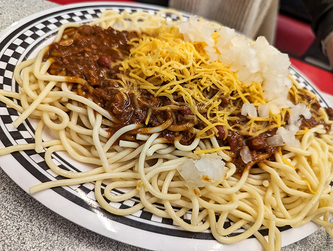 Behold the Chili Mac in all its glory—where pasta meets meaty chili in a marriage so perfect it should have its own reality show.